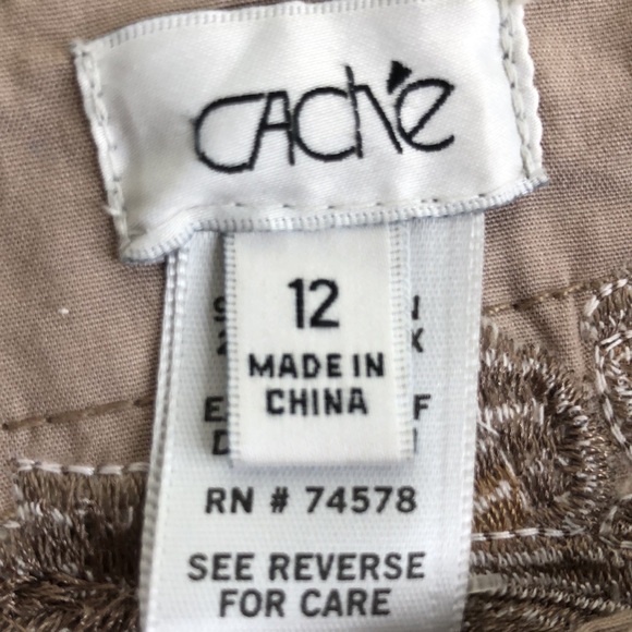 Cache | Pants & Jumpsuits | Cache Embroidered Brown Cargo Style Pants ...